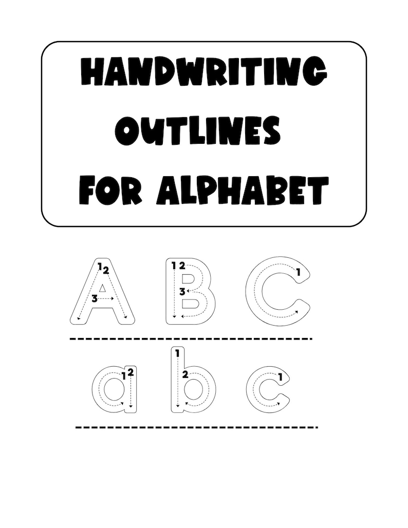 Handwriting Outlines for Alphabet A-Z - Etsy