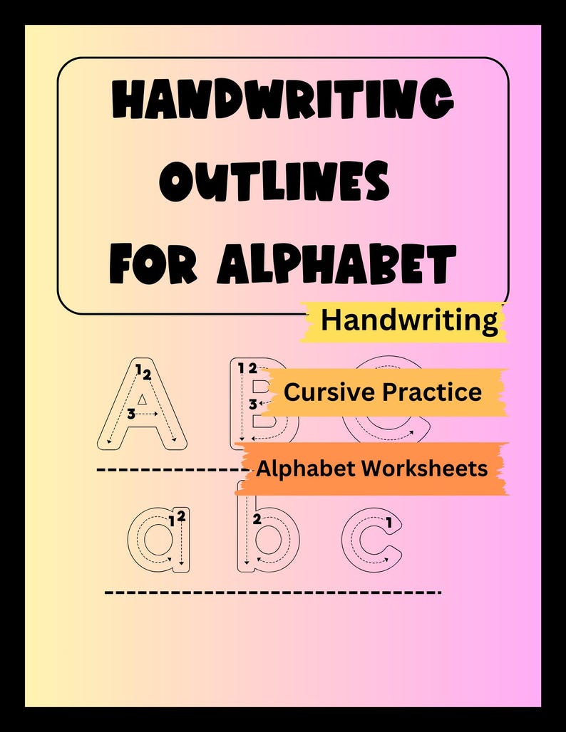 Handwriting Outlines for Alphabet A-Z - Etsy