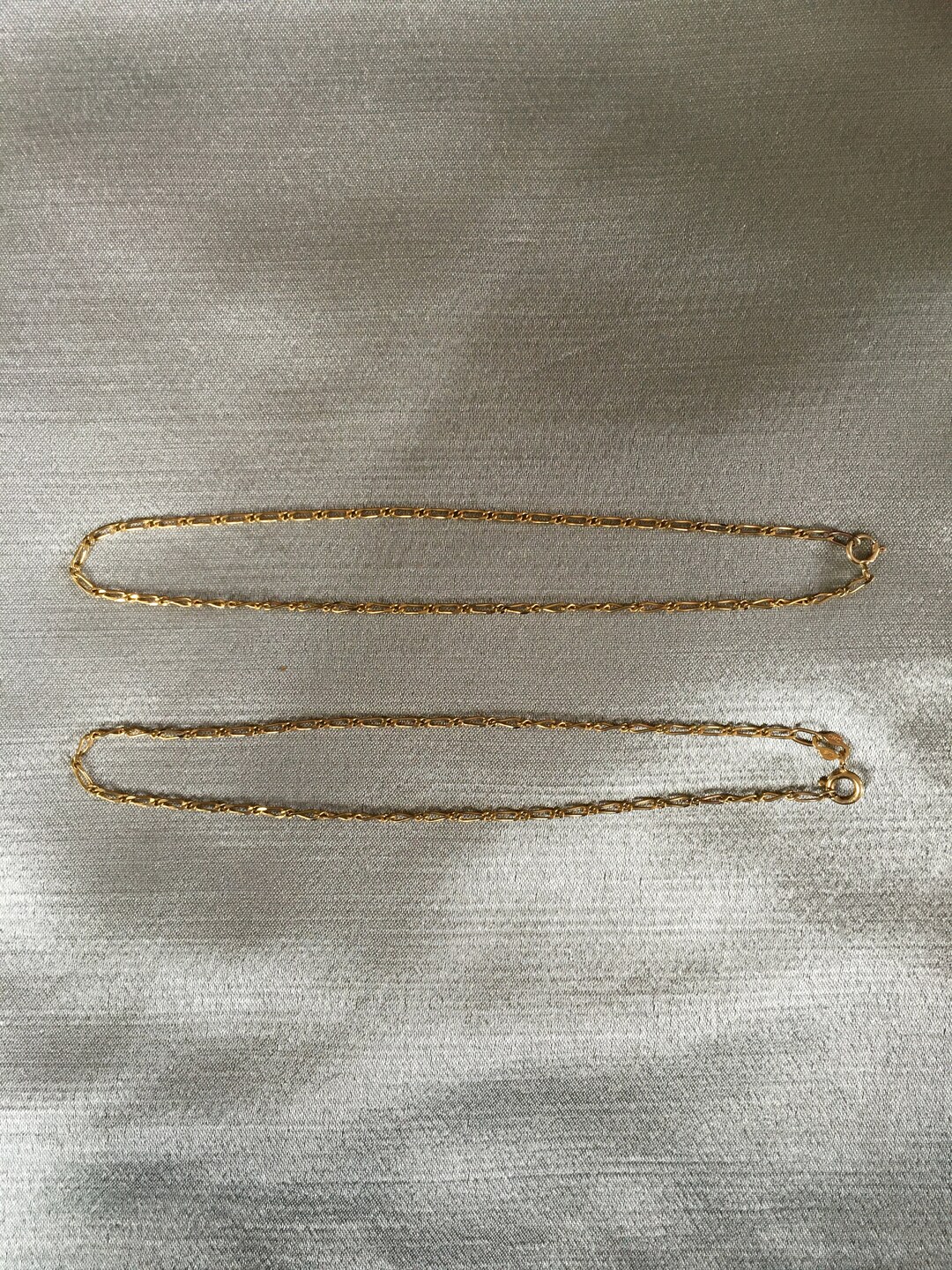 Two Vintage Antique Yellow Gold Solid 9ct Anklet Large Bracelet Pair Chain 25.5cm Each Wedding ...
