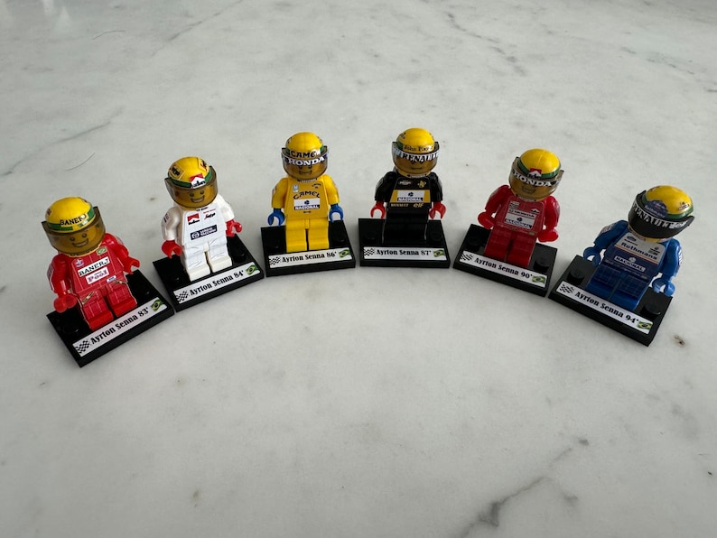 Set 6 Ayrton Senna History Minifigure Ralt, Toleman, Lotus 97T, Lotus ...