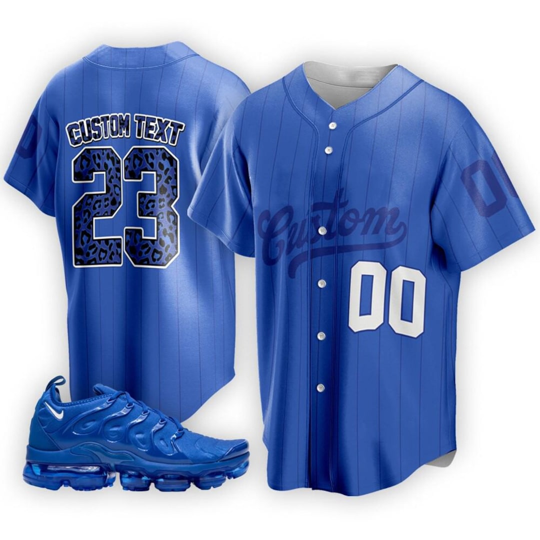 Vapormax Game Royal Blue Unisex Baseball Jersey, Number 23 Leopard ...