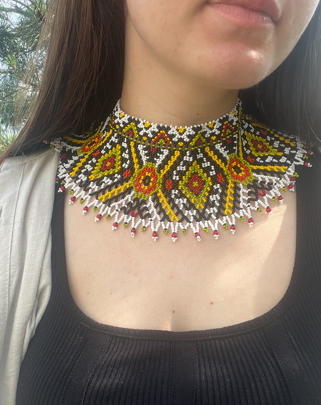 Traditional Ukrainian Beaded Necklace Sylianka Beaded Collar Necklace ...