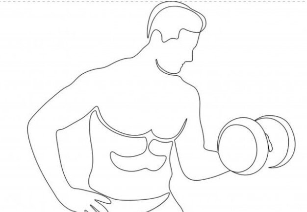 Continuous Line Art of Fitness Club With Exercising Athletic Man . - Etsy