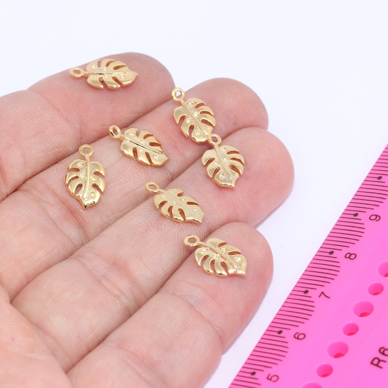 Gold Leaf Charm - Etsy