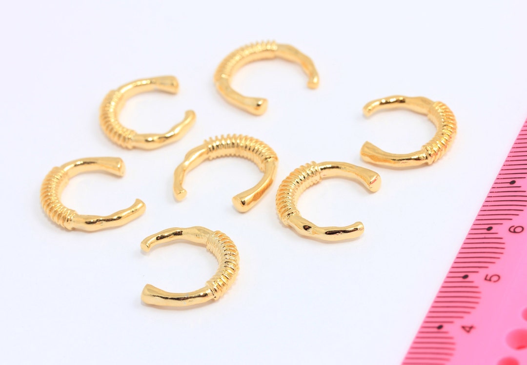 16mm 24k Shiny Gold Hoop Ear Cuff, Dainty Ear Cuff, Bone Ear Cuff, Non ...