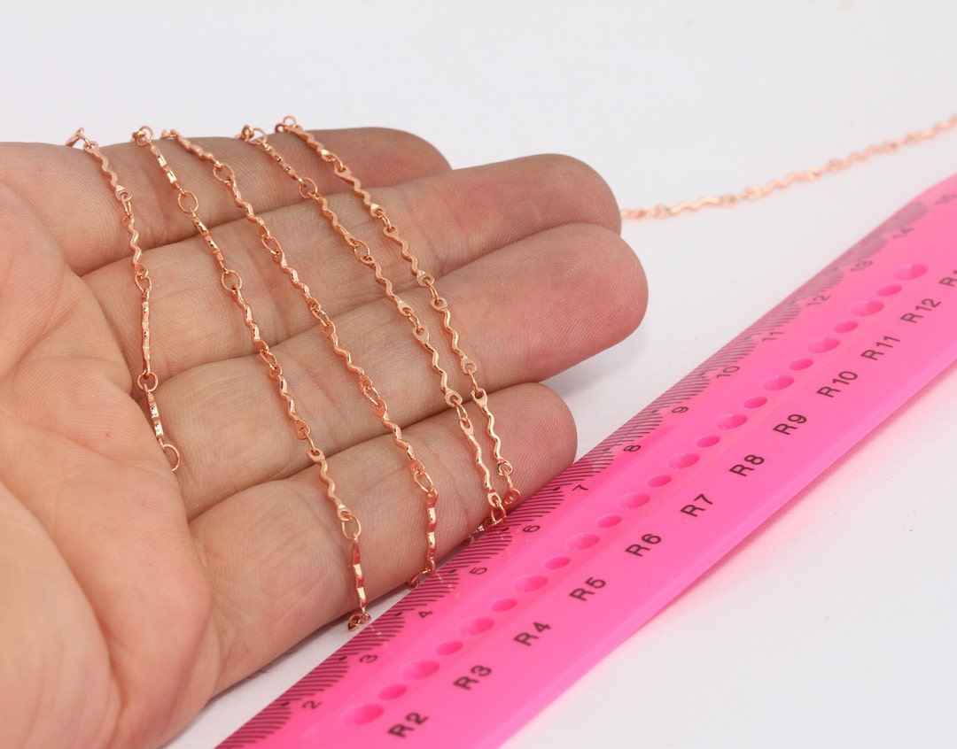 1,5x11mm Rose Gold Bar Chains, Soldered Chains, Delicate Link Chain ...