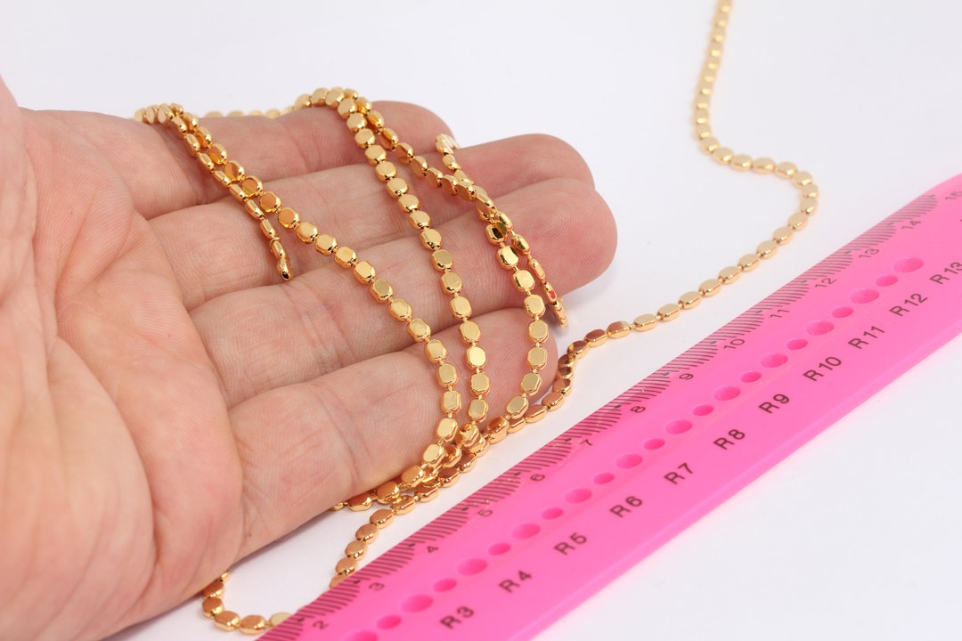 3mm 24k Shiny Gold Cube Chain, Tiny Gold Chain, Dainty Choker Chain ...