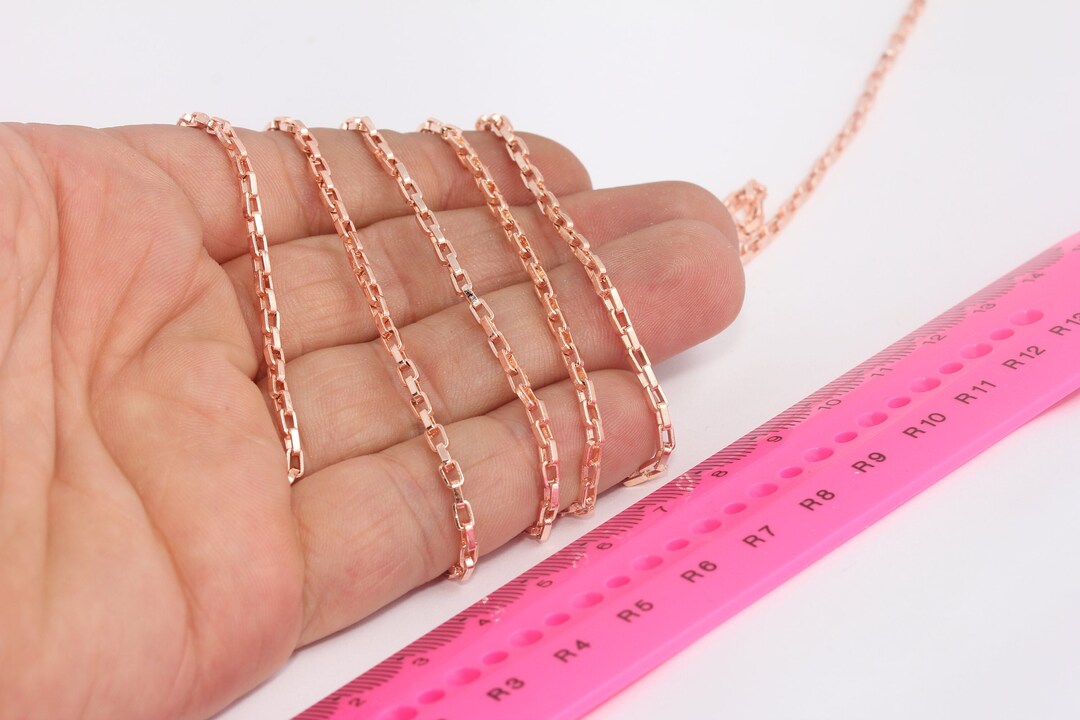 2,5mm Rose Gold Rolo Chain, Necklace Chains, Bulk Lot Chain, Rose Gold ...
