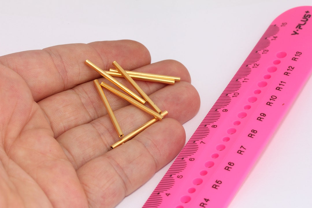 Matt Gold Tubes, Tube Beads, Long Tube Beads, Round Tubes, Bracelet ...