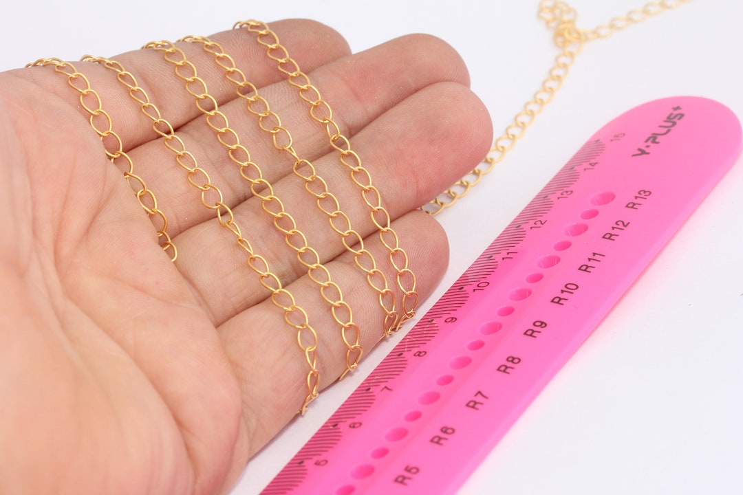 3,5x5mm 24k Matt Gold Chain, Curb Chains, Gold Plated Extender Chains ...