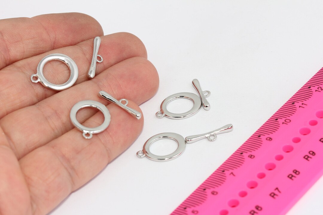 16x19mm Silver Color Plated Toggle Clasp, Ring T Bar, T Bar Fastener ...