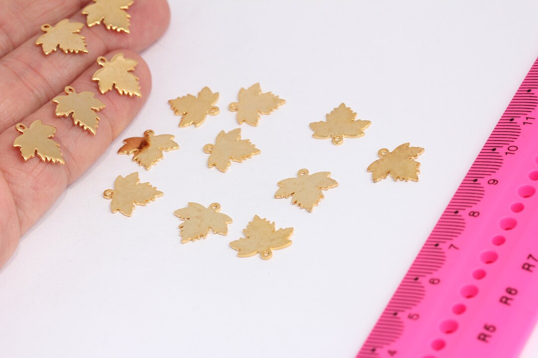 13x14mm 24k Shiny Gold Plated Maple Leaf Charm, Maple Leaf Necklace ...