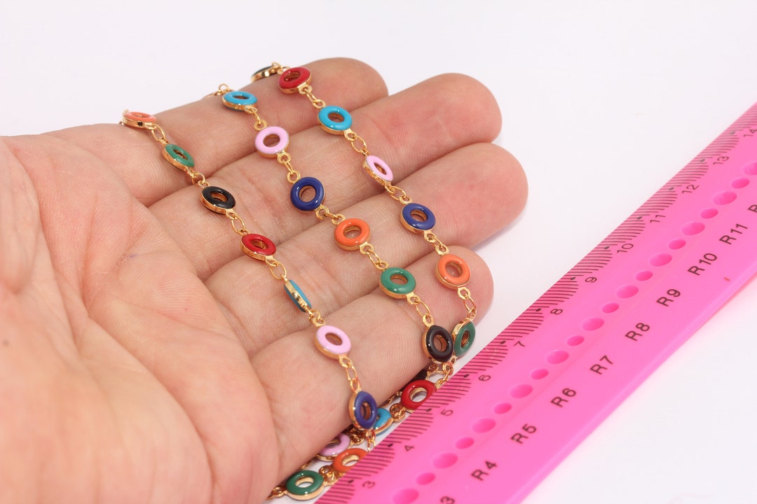 6,5mm 24k Shiny Gold Coin Chain, Disc Coin Chains, Colorful Donut Bar ...