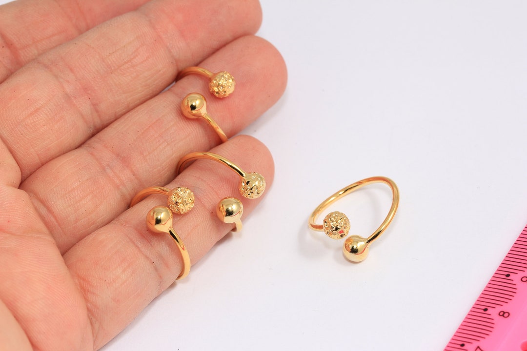 17-18mm 24k Shiny Gold Ball Ring, Wrap Around Rings, Small Ball Ring, Gold Open Minimalist Ring ...