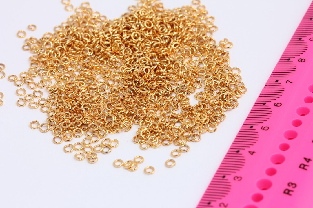 23 Ga 3mm 24k Shiny Gold Plated Jump Rings, Gold Connector, Open Jump ...