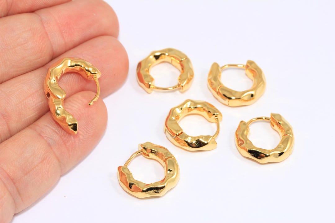 17mm 24k Shiny Gold Hoop Earrings, Drop Earrings, Bone Hoop Earrings ...