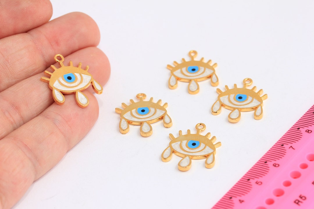 20x24mm 24k Shiny Gold Evil Eye Tears, Evil Eye Charms, Evil Eye ...