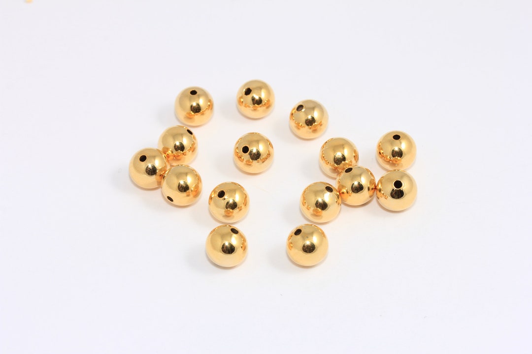 8mm 24k Shiny Gold Ball Beads, Round Ball Solid Beads, Gold Spacer ...