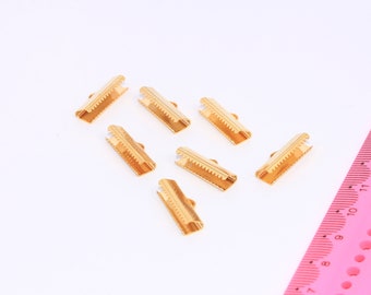 40mm 24k Shiny Gold Plated Ribbon Clasps, Crimp End Caps, Ribbon Claws ...