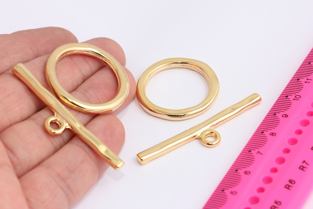 31mm 24k Shiny Gold Plated Toggle Clasp, Ring T Bar, T Bar Fasteners ...