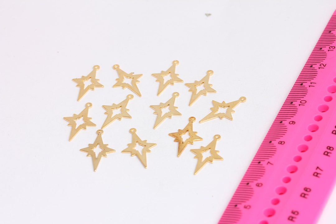 14x22mm 24k Shiny Gold Plated Pole Star, North Star Pendant, Pole Star ...