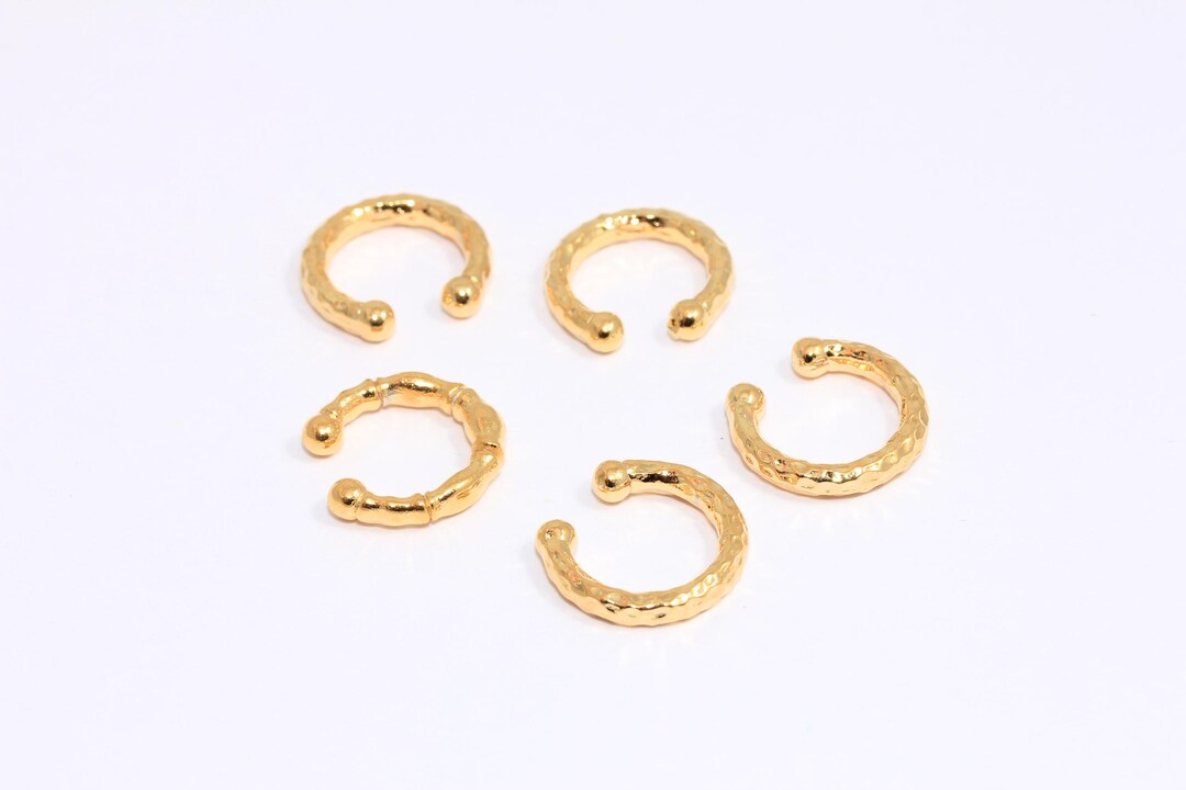 15mm 24k Shiny Gold Hoop Ear Cuff, Dainty Ear Cuff, Bone Ear Cuff, Non ...