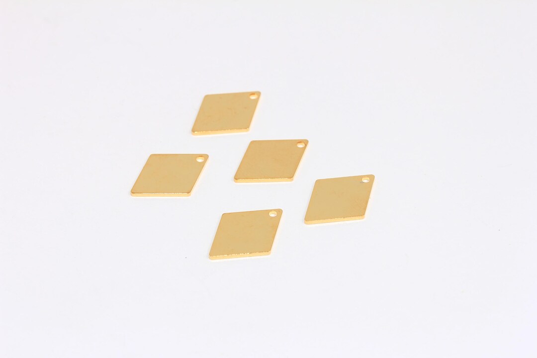 12x17mm 24k Shiny Gold Square Disc, Romboid Disc Beads, Stamping Blank ...