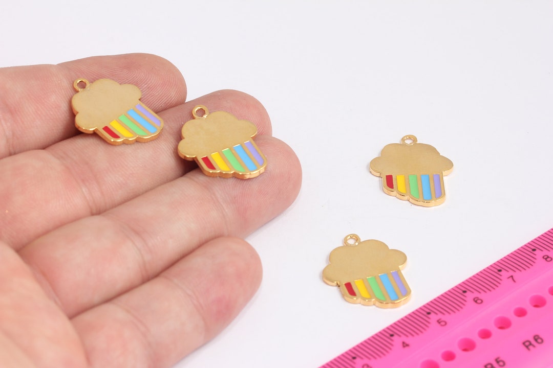 19x22mm 24k Shiny Gold Cloud Charms, Cloudy Rain Necklace, Dainty ...