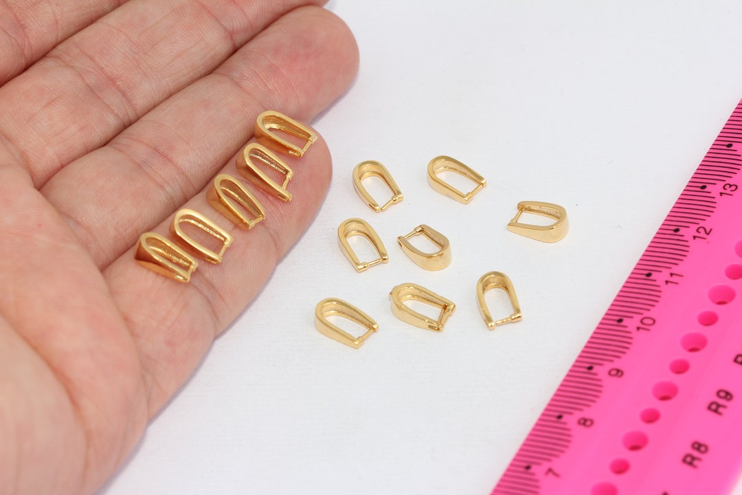 6x10mm 24 Shiny Gold Plated Pinch Bails, Pendant Bails, Charm Pinch ...