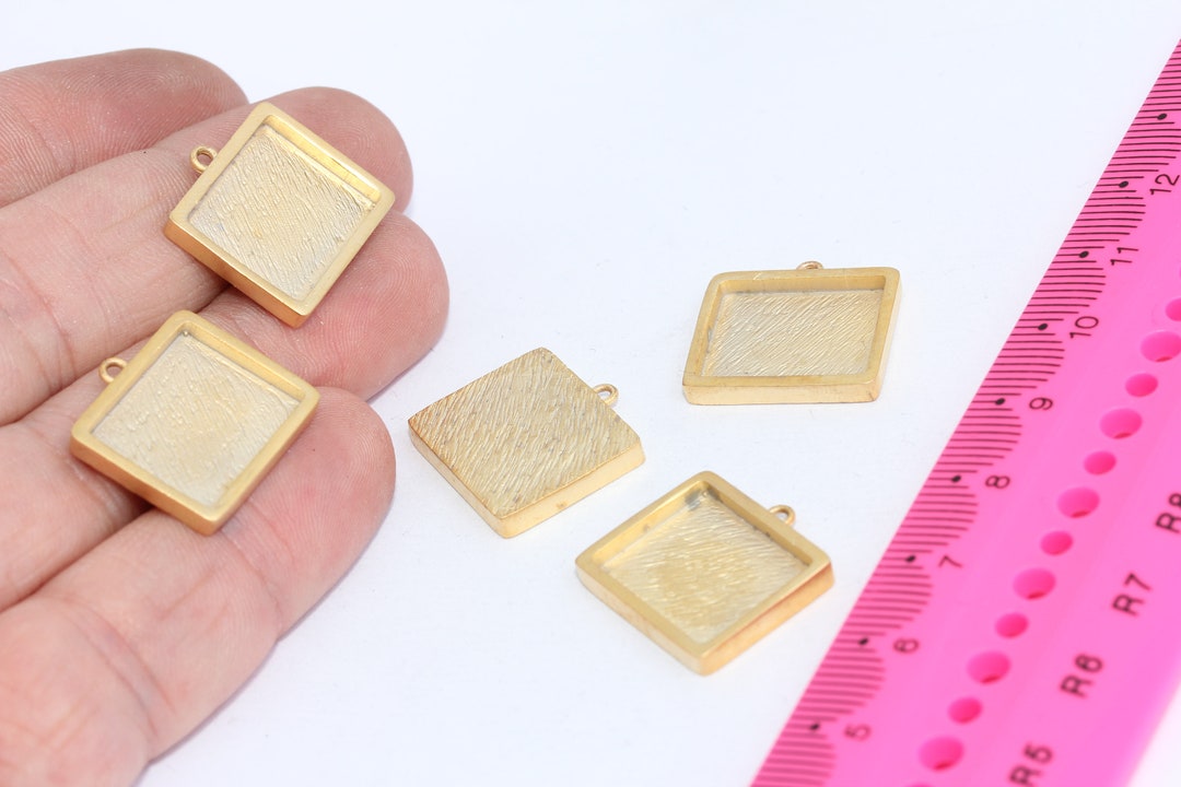 24k Matt Gold Plated Frames, Frame Pendant, Frame Settings, Rectangle ...