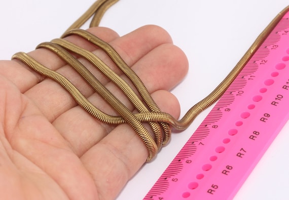 4mm Raw Brass Snake Chain Foxtail Chains Flat Snake Chains - Etsy
