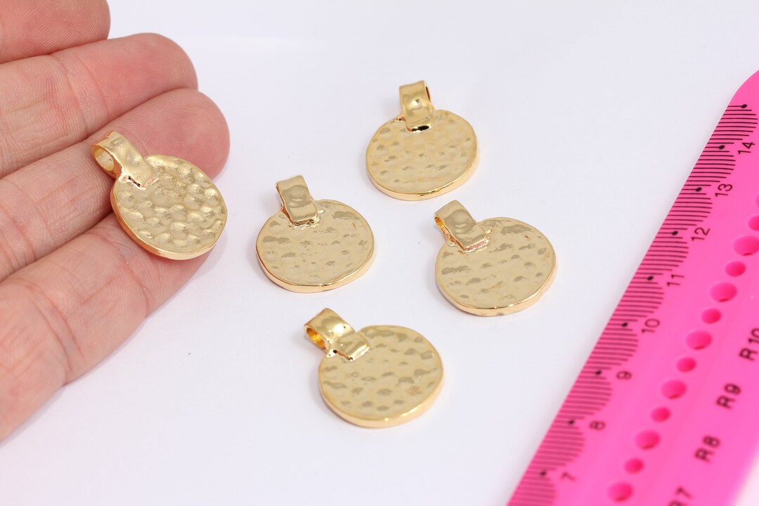 19x25mm 24k Shiny Gold Plated Hammered Coins, Coin Medallion, Hammered ...