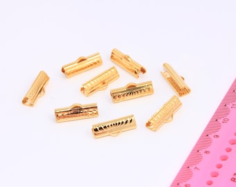 40mm 24k Shiny Gold Plated Ribbon Clasps, Crimp End Caps, Ribbon Claws ...
