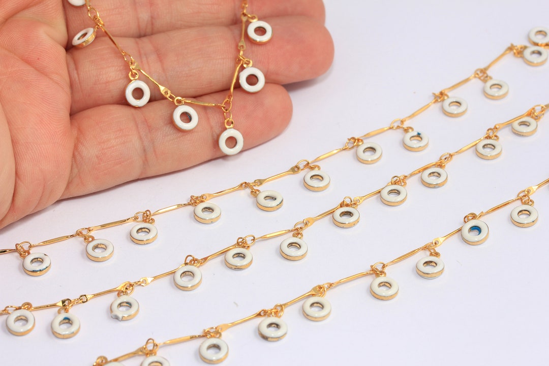 6,5mm 24k Shiny Gold Coin Chain, White Coin Chains, Bulk Lot Chain ...