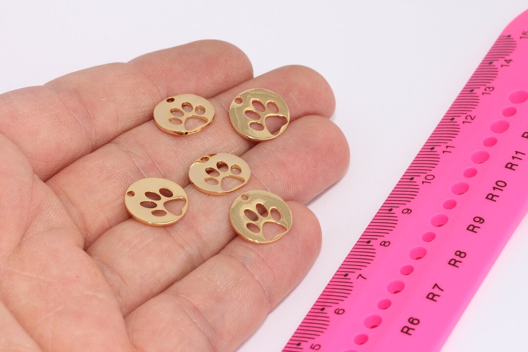 14mm 24k Shiny Gold Coins, Gold Paw Necklace for Pet Lover Gift, Gold ...