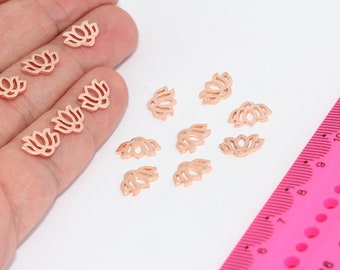 8x12mm 24k Shiny Gold Lotus Charms, Flower of Life Pendant, Lotus ...