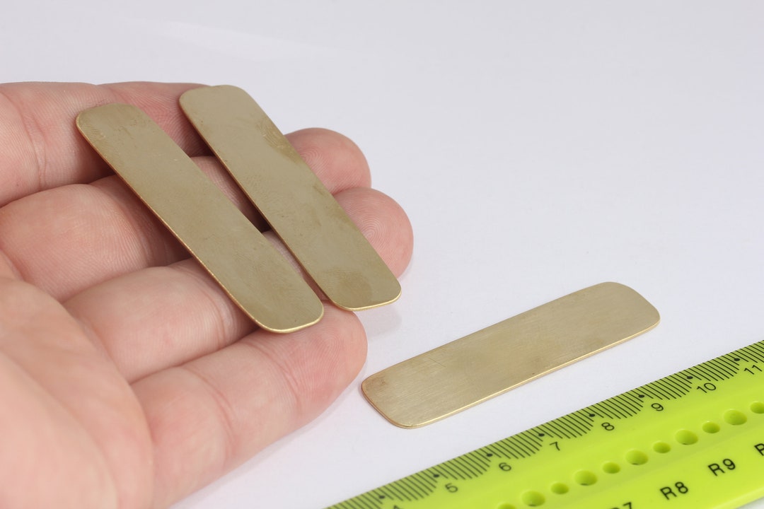15x55mm Raw Brass Nameplate Bar, Rectangle, Personalized Charms ...