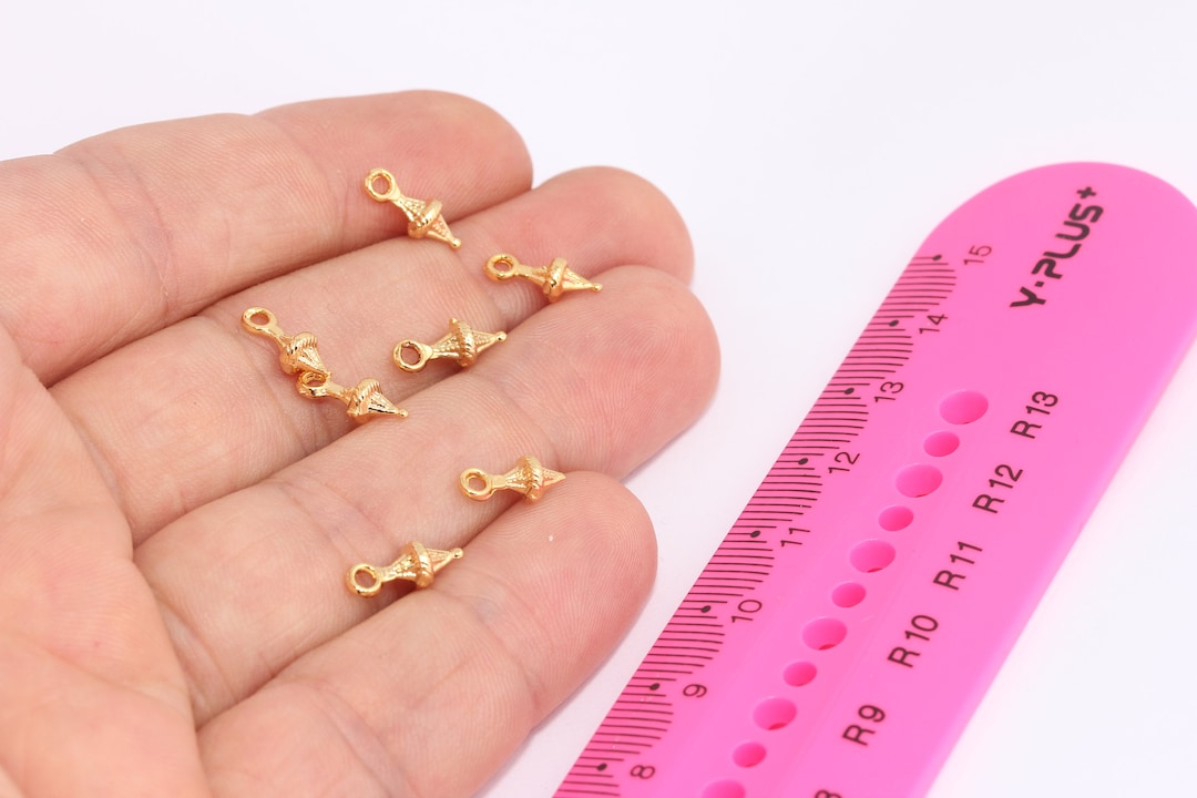Shiny Gold Drop Charms, Mini Drop Charms, Spike Charms, Bracelet Charms ...