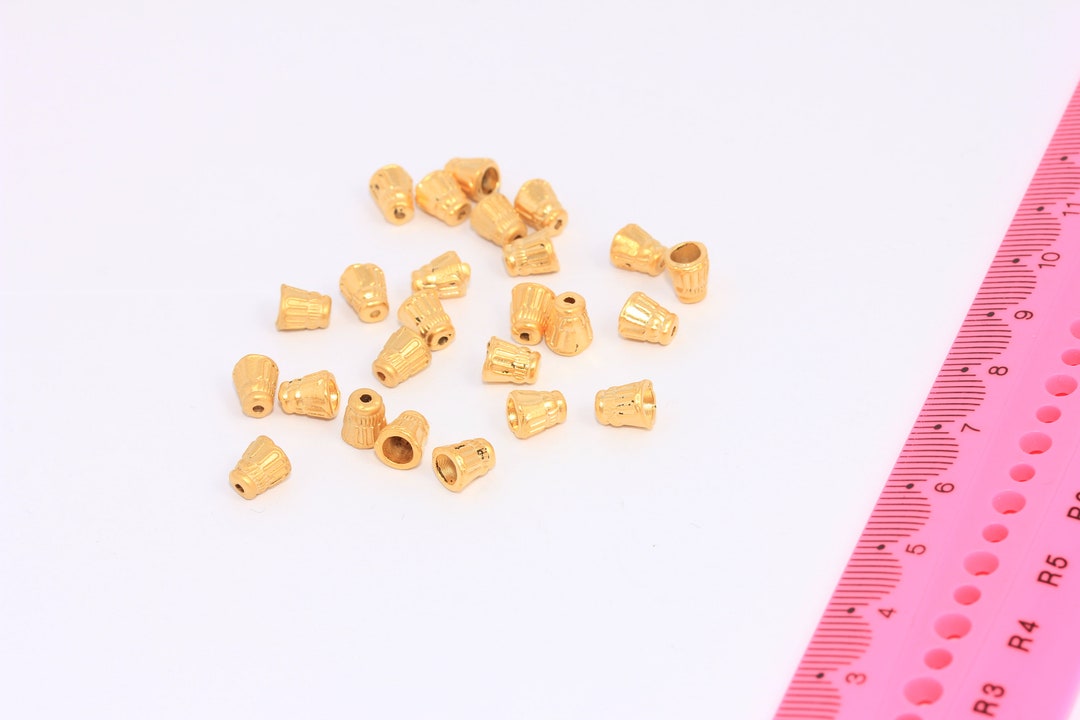 Inner 3mm 24k Matt Gold End Cap, Conus Bead Caps, Tassel Cap, Gold End Caps, Cone Beads ...