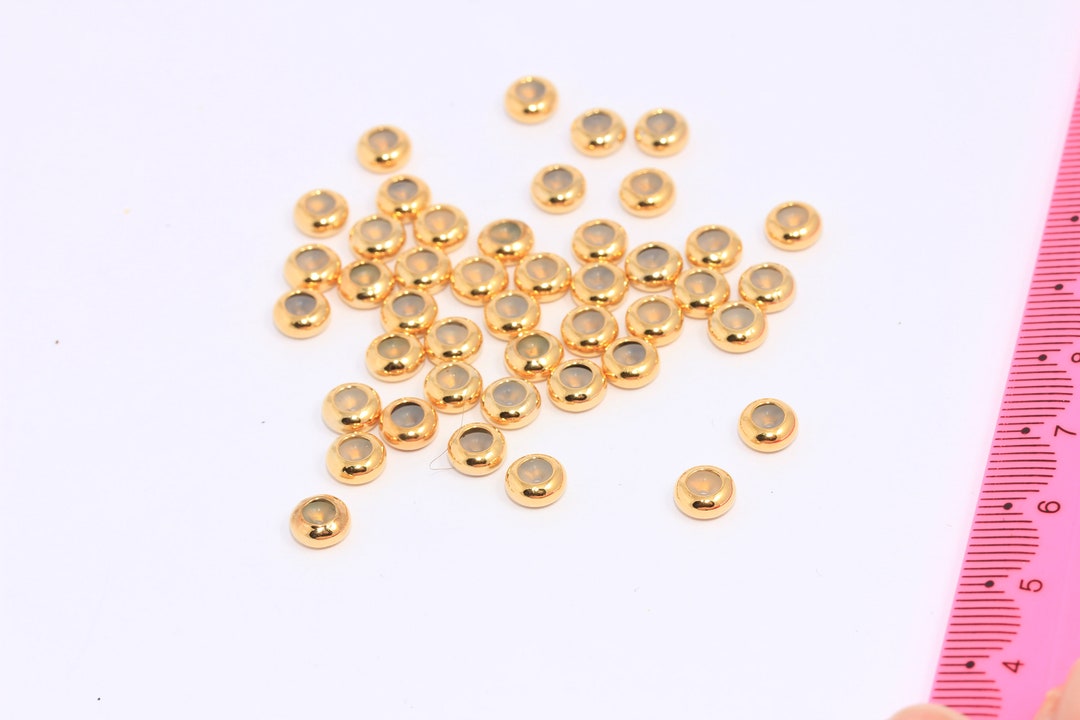 3mm 24k Shiny Gold Rubber Stopper, Connector Beads, Roun Bracelet Beads ...