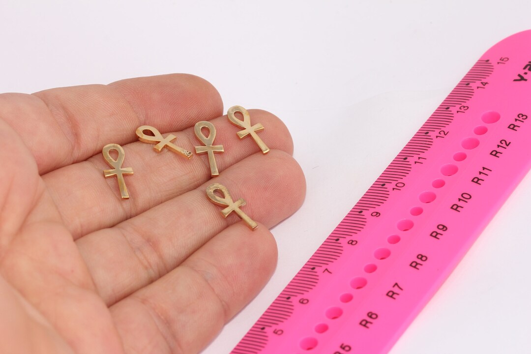 Shiny Gold Plated Ankh Charms, Ankh Necklace, Life Charm, Gold Ankh ...