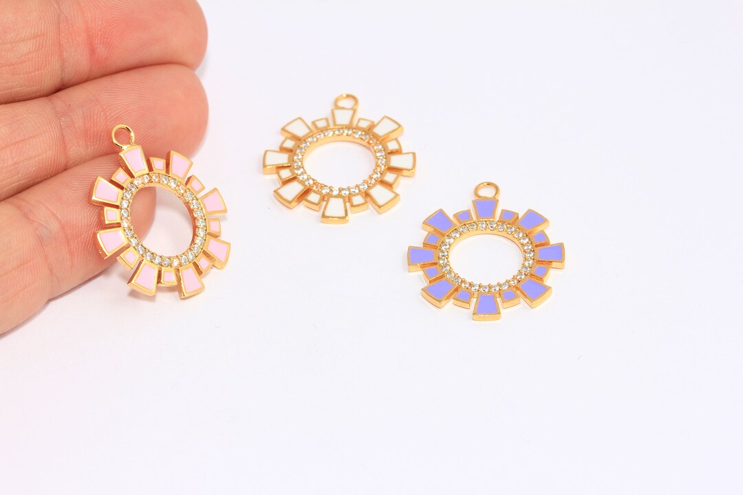 24mm 24k Shiny Gold Sun Charms, Micro Pave Sun Charms, Sun Necklace ...