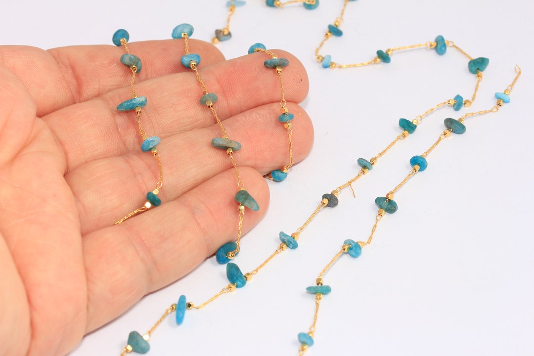 24k Shiny Gold Beaded Chains, Rosary Style Stone Chains, D|elicate ...