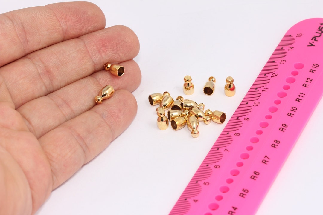 Inner 4mm 24k Shiny Gold End Caps, Tassel End Caps, Tube End Cap, Cord ...