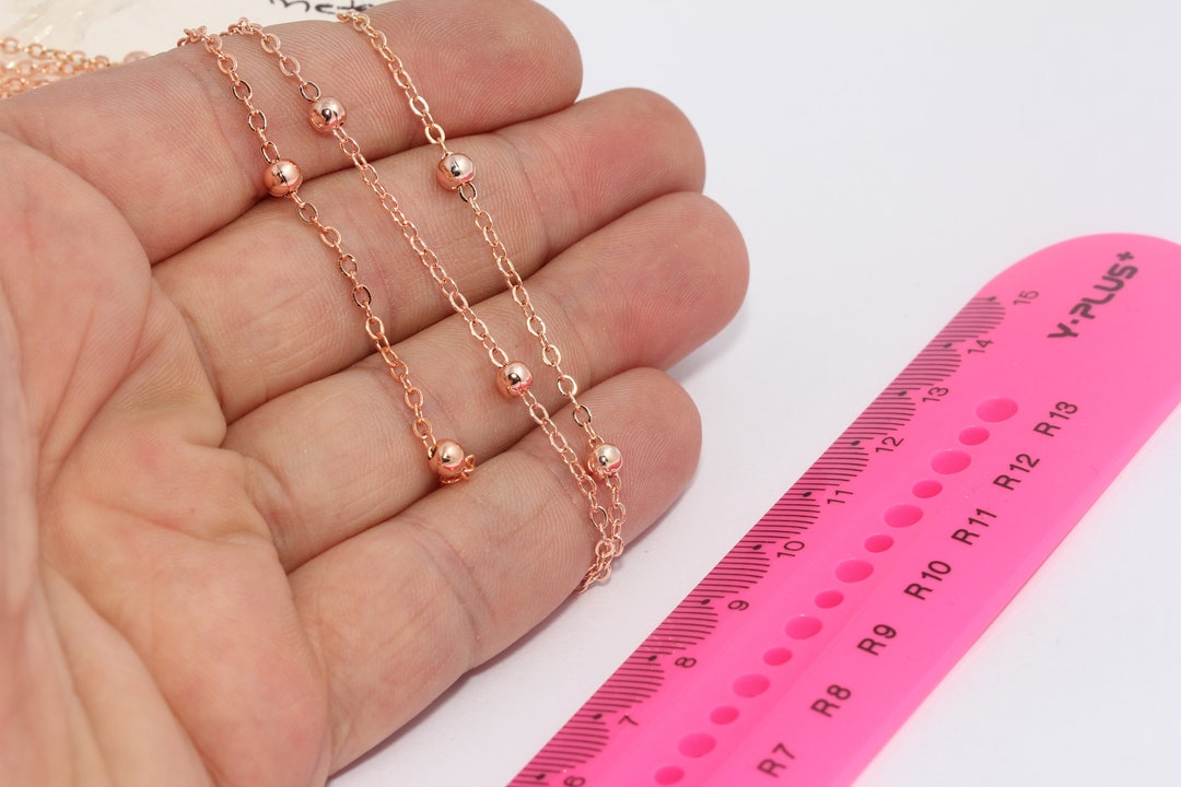 4mm Rose Gold Satellite Chain, Soldered Ball Chains, Rose Gold Beaded ...