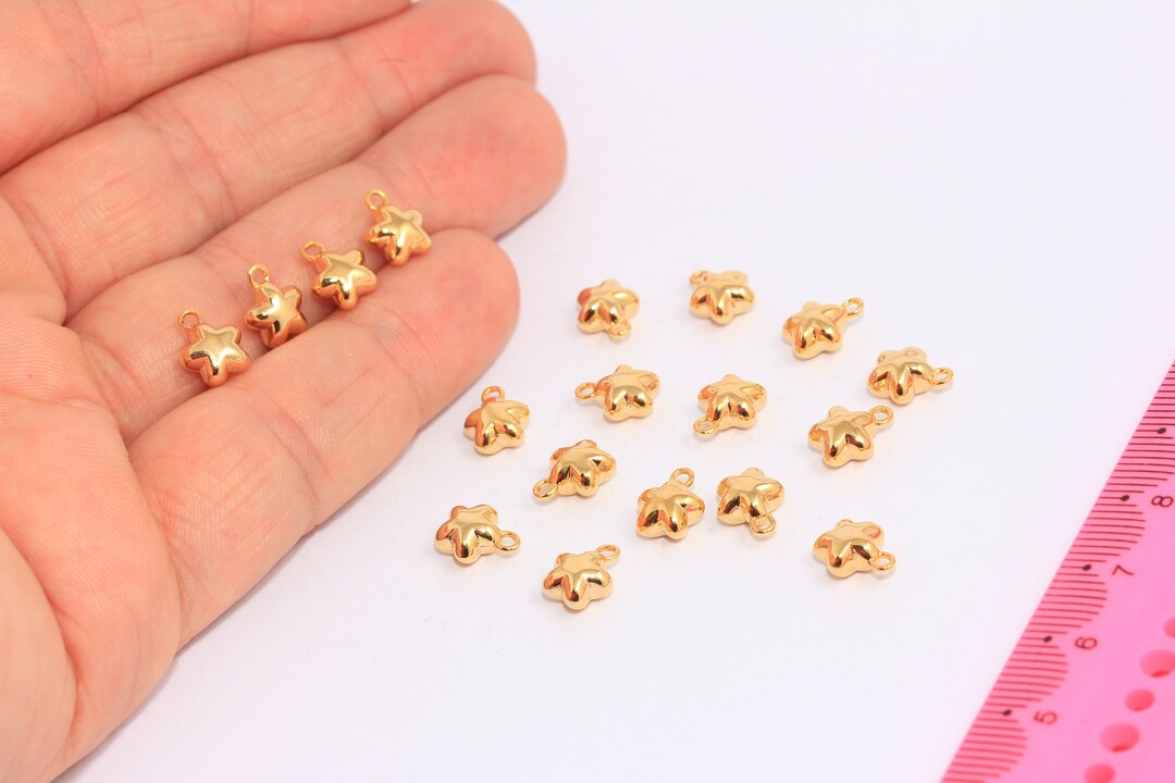 7,5x9mm 24k Shiny Gold Star Charms, Star Charms, Dainty Charms, Tiny ...
