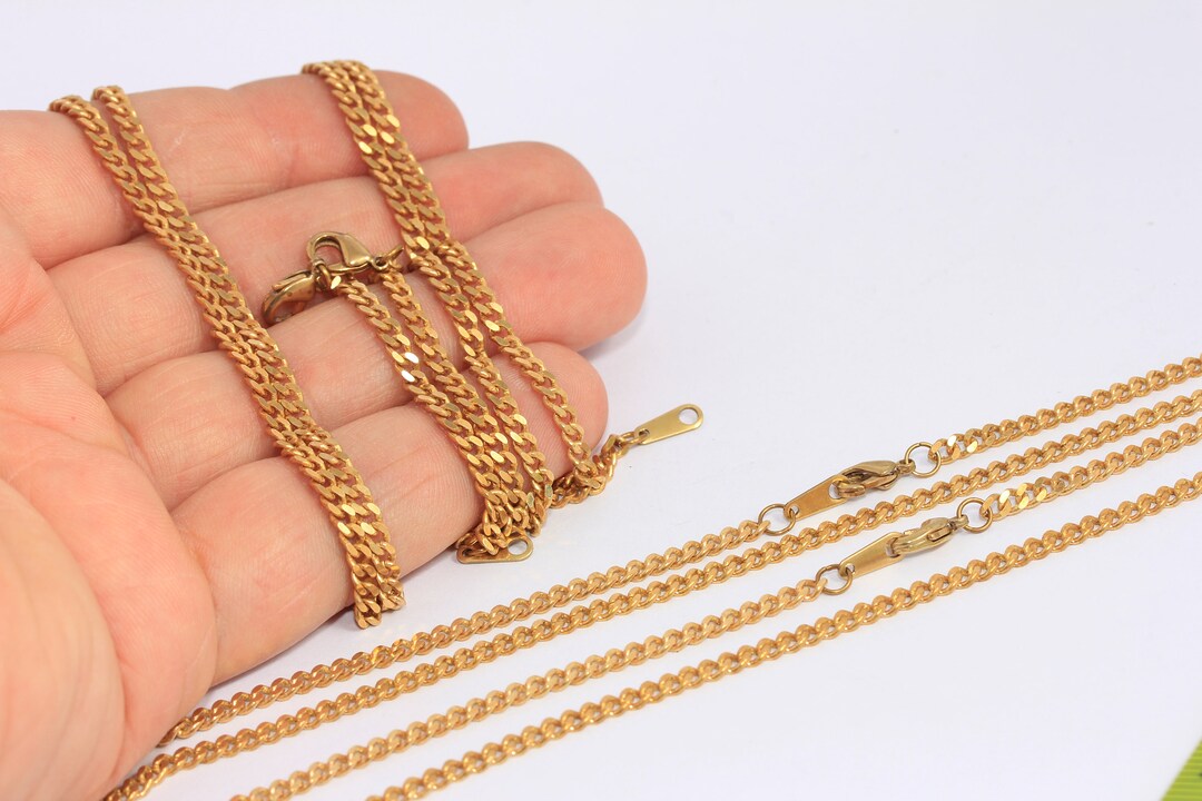 17'' Raw Brass Curb Necklace, Finished Curb Style Necklace, Brass ...