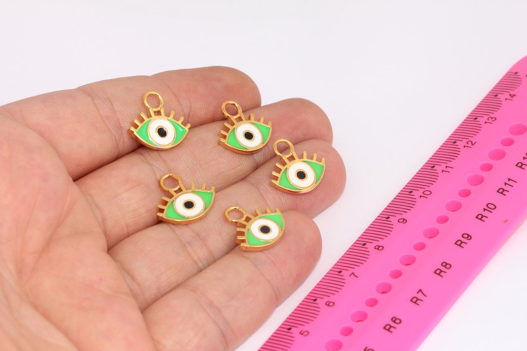Shiny Gold Evil Eye Charms, Enamel Evil Eye Drop Charms, Bracelet ...
