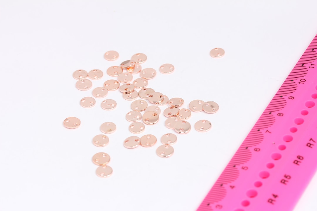 6mm Rose Gold Disc Charms, Two Hole Coins, Disc Charms, Rose Gold ...