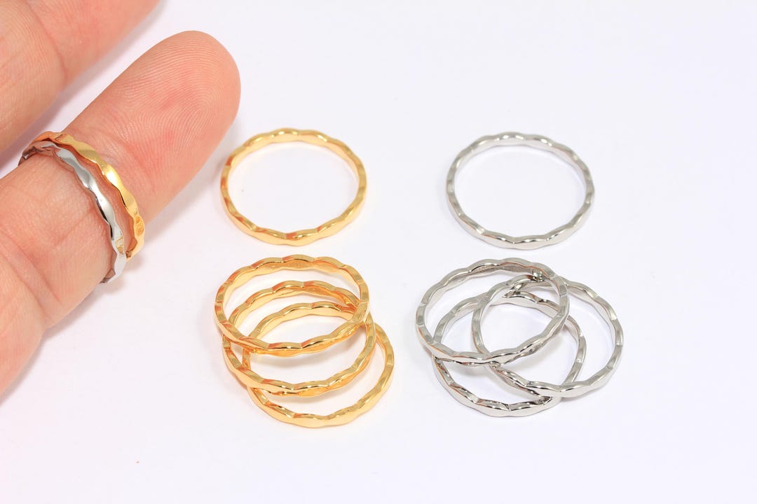 17mm 24k Shiny Gold or Rhodium Linear Ring, Half Ball Closed Rings ...